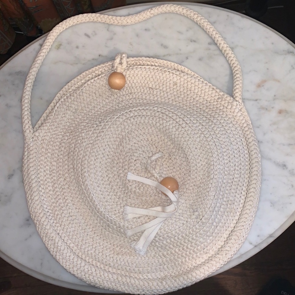 David & Scotti Braided Cream Rattan Shoulder Bag - Gem